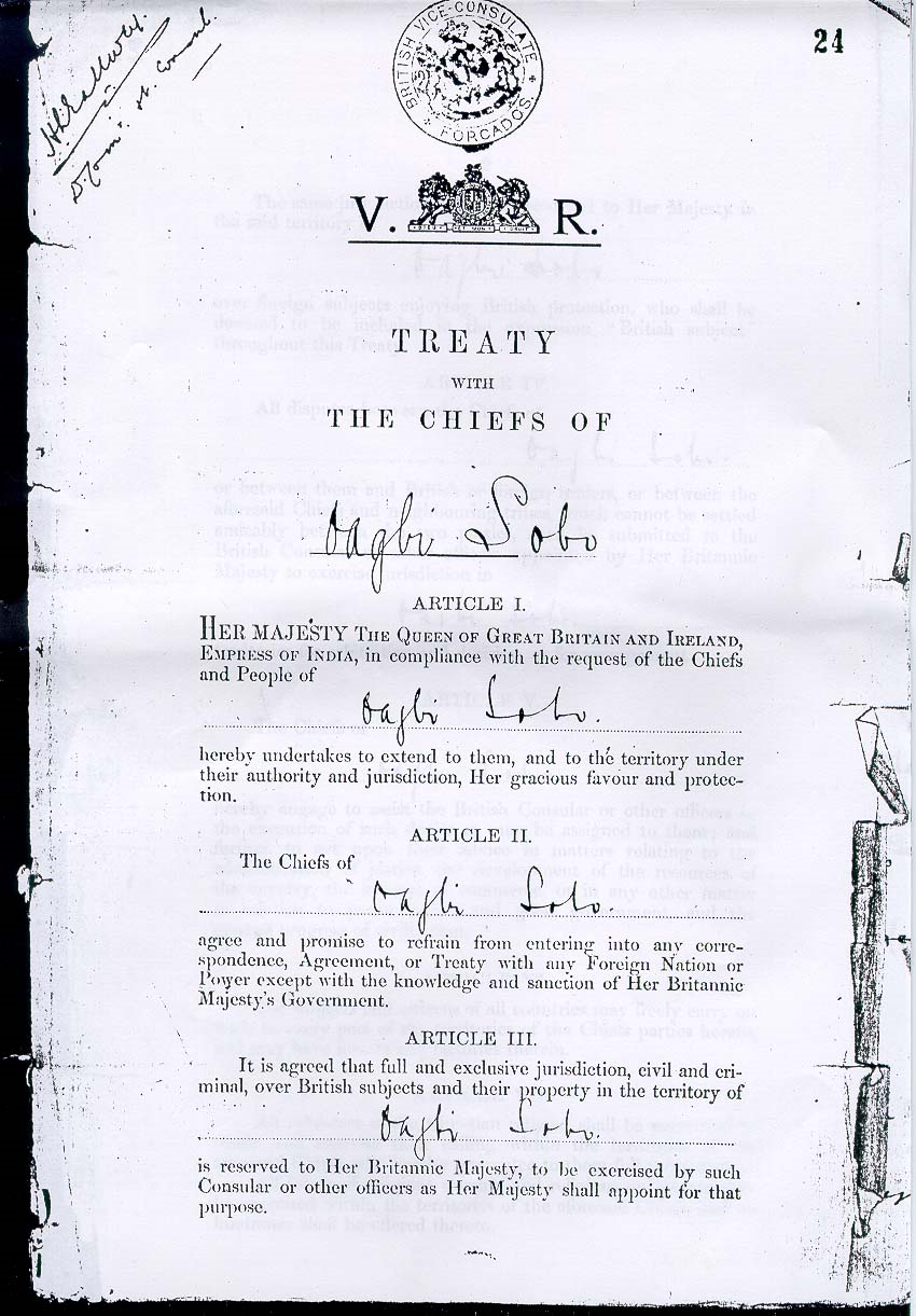 August 16, 1893 British Colonial Treaty with Oagbi – Urhobo Historical ...